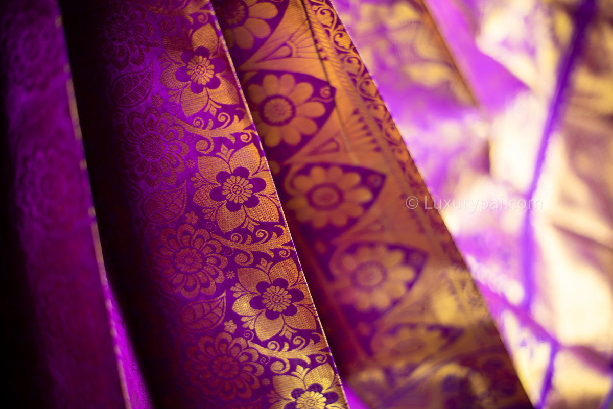 Exquisite Vadamalli Poo Purple Kanchipuram Pure Pattu (Silk) Handloom ...